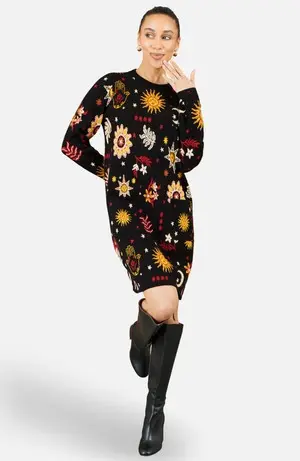 YUMI Cosmic Intarsia Knitted Dress