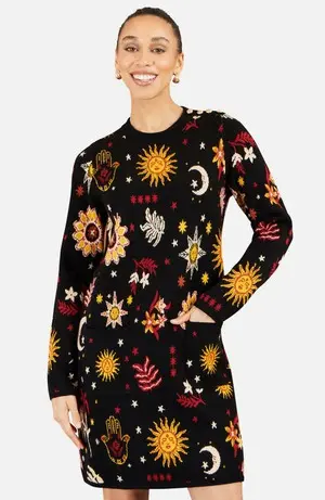 YUMI Cosmic Intarsia Knitted Dress