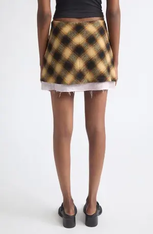 Eckhaus Latta Layered Plaid Mini Skirt