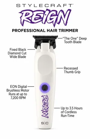 STYLECRAFT Reign Professional Cordless Hair Trimmer - White