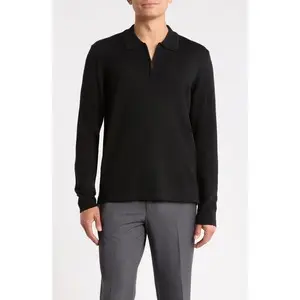 JACK VICTOR Merino Wool Quarter Zip Sweater - Black