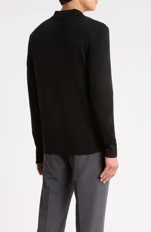 JACK VICTOR Merino Wool Quarter Zip Sweater - Black