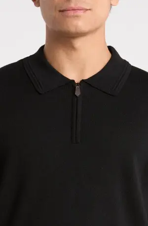 JACK VICTOR Merino Wool Quarter Zip Sweater - Black