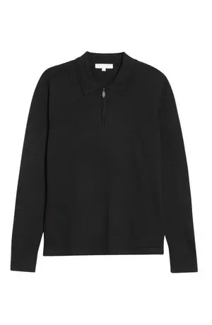 JACK VICTOR Merino Wool Quarter Zip Sweater - Black