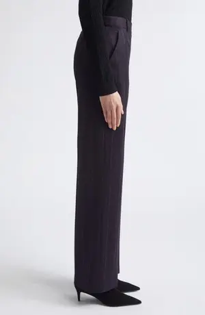 Eleventy Pinstripe Wool Blend Straight Leg Pants