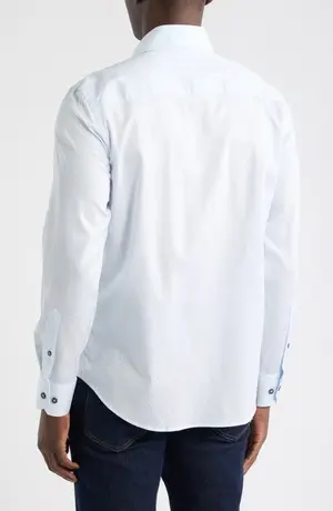 Bugatchi Alvin Shaped Fit Check Button-up Shirt - Sky