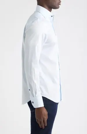 Bugatchi Alvin Shaped Fit Check Button-up Shirt - Sky