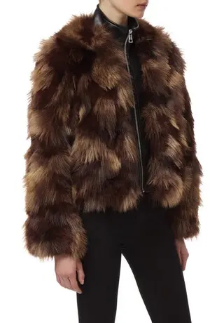 Apparis Lillet Patchwork Faux Fur Bomber Jacket