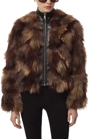 Apparis Lillet Patchwork Faux Fur Bomber Jacket