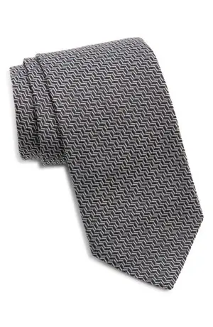 JACK VICTOR Chevron Silk Tie Black