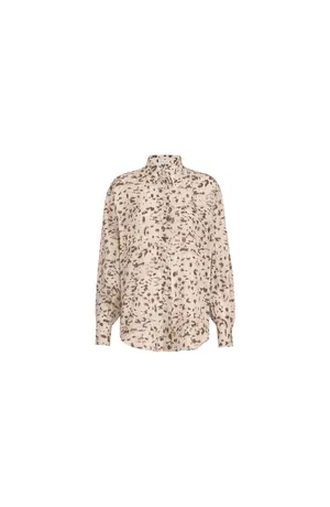 Brunello Cucinelli Lynx Print Silk Pongee Shirt With Monili
