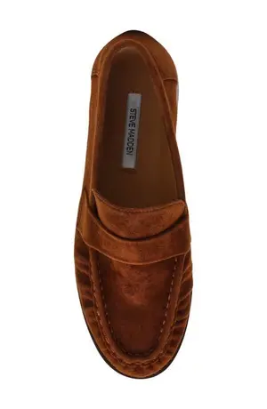 Steve Madden Ronie Leather Loafer - Umber Suede