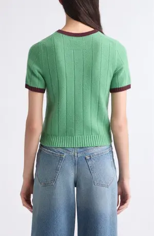 Guest In Residence Ribbed Cashmere Ringer Tee