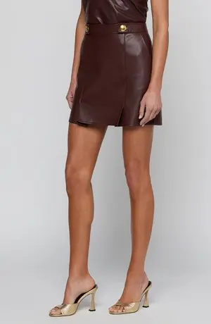 L'Agence Nolina Button Tab Faux Leather Miniskirt