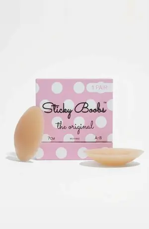 STICKY BOOBS No-show Reusable Adhesive Nipple Covers & Pasties - Tan