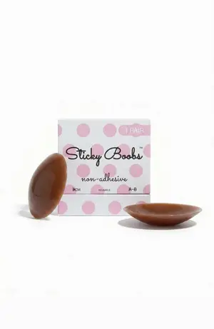 STICKY BOOBS Non-adhesive Reusable Silicone Nipple Covers & Pasties - Dark