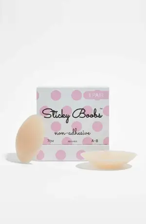 STICKY BOOBS Non-adhesive Reusable Silicone Nipple Covers & Pasties - Light