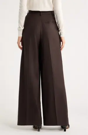 Theory Wide Leg Pleated Virgin Wool Trousers