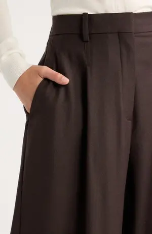 Theory Wide Leg Pleated Virgin Wool Trousers
