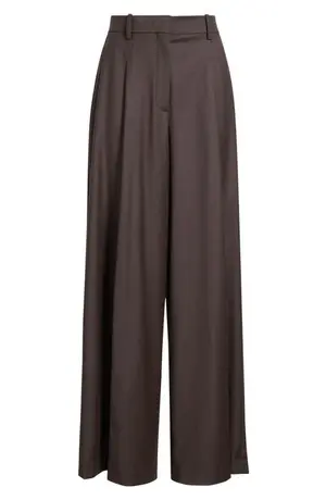 Theory Wide Leg Pleated Virgin Wool Trousers