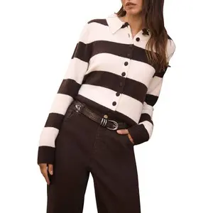 Mint Velvet Striped Knit Cardigan - Brown