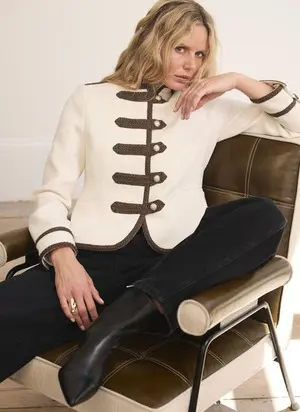 Mint Velvet Textured Military-inspired Jacket With Contrast Detailing