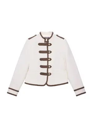 Mint Velvet Textured Military-inspired Jacket With Contrast Detailing