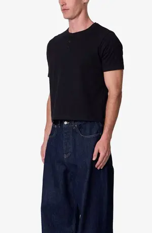 Mnml Short Sleeve Cotton Henley Baby Tee