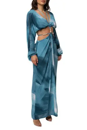 JLUXLABEL Selene Draped Top - Sunset Blue