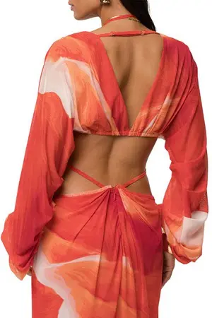 JLUXLABEL Selene Draped Top - Sunset Red