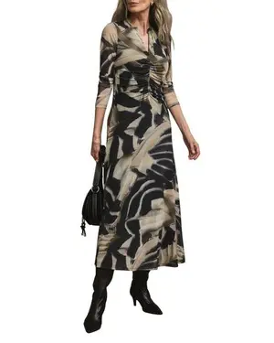 MINT VELVET MINT VELVET Abstract Print Mesh Midi Dress