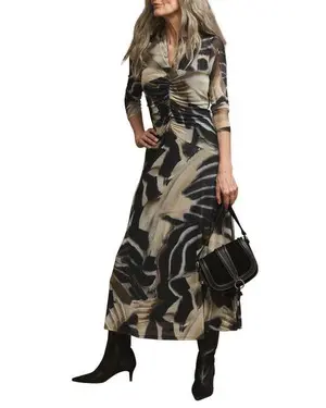 Mint Velvet Abstract Print Mesh Midi Dress