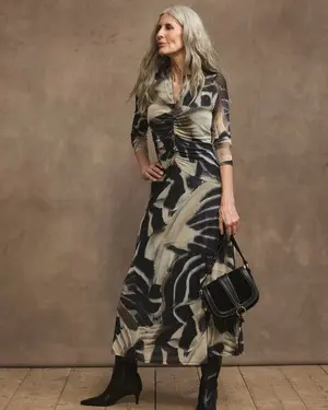 Mint Velvet Abstract Print Mesh Midi Dress