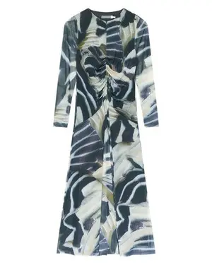 Mint Velvet Abstract Print Mesh Midi Dress