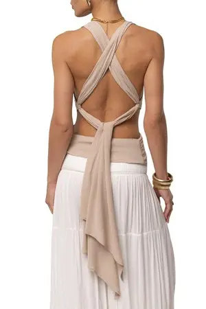 JLUXLABEL Tulum Drape Top - Beige