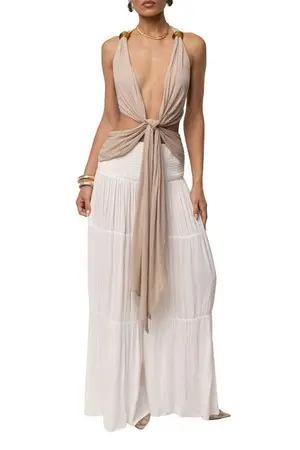 JLUXLABEL Tulum Drape Top - Beige