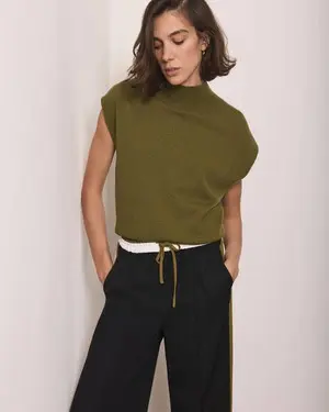 Mint Velvet Sleeveless High Neck Wool Blend Top