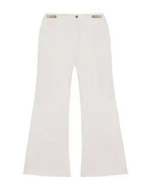 Mint Velvet Full Length Flared Jeans With Disc Detailing - Cream