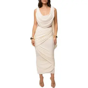JLUXLABEL Divine Drape Mesh Skirt Set - Ivory