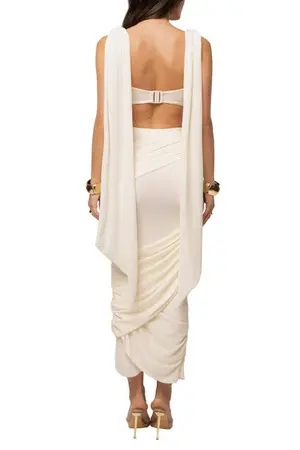 JLUXLABEL Divine Drape Mesh Skirt Set - Ivory
