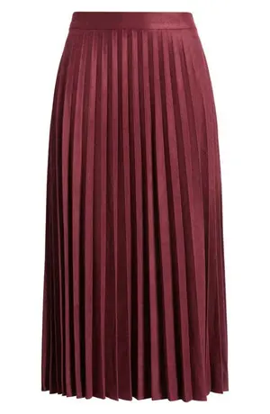 TAHARI ASL Faux Suede Pleated Midi Skirt