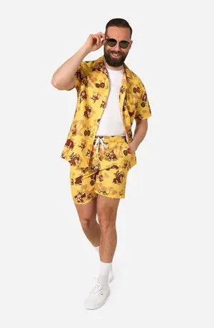 Opposuits Donkey Kong Graphic Button-up Shirt & Shorts Set