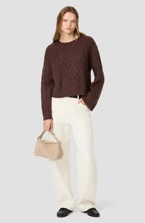 French Connection Wesley Cable Stitch Sweater - Cocoa Brown