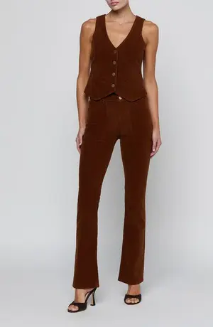 L'Agence Saffia High Waist Slim Straight Corduroy Pants