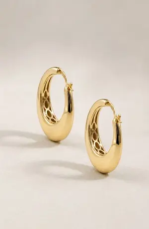 IMBER Chunky Openwork Hoop Earrings - Gold