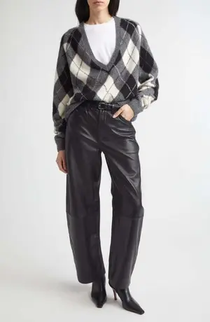 NILI LOTAN Feron Argyle V Neck Sweater