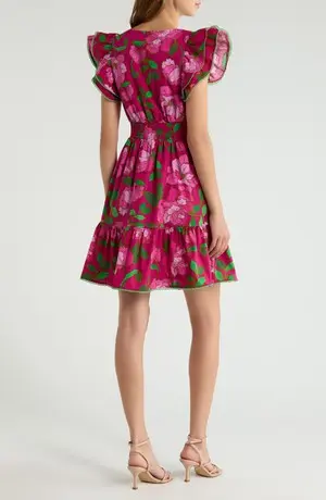 SUGARLIPS Surie Floral Ruffle Cotton Minidress