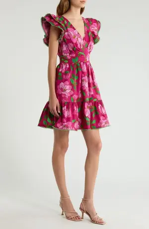SUGARLIPS Surie Floral Ruffle Cotton Minidress