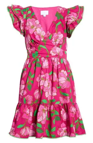 SUGARLIPS Surie Floral Ruffle Cotton Minidress