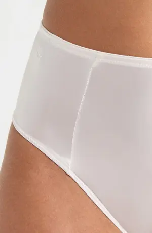LAUREN INTIMATES Stripe High Waist Satin Briefs - Ivory